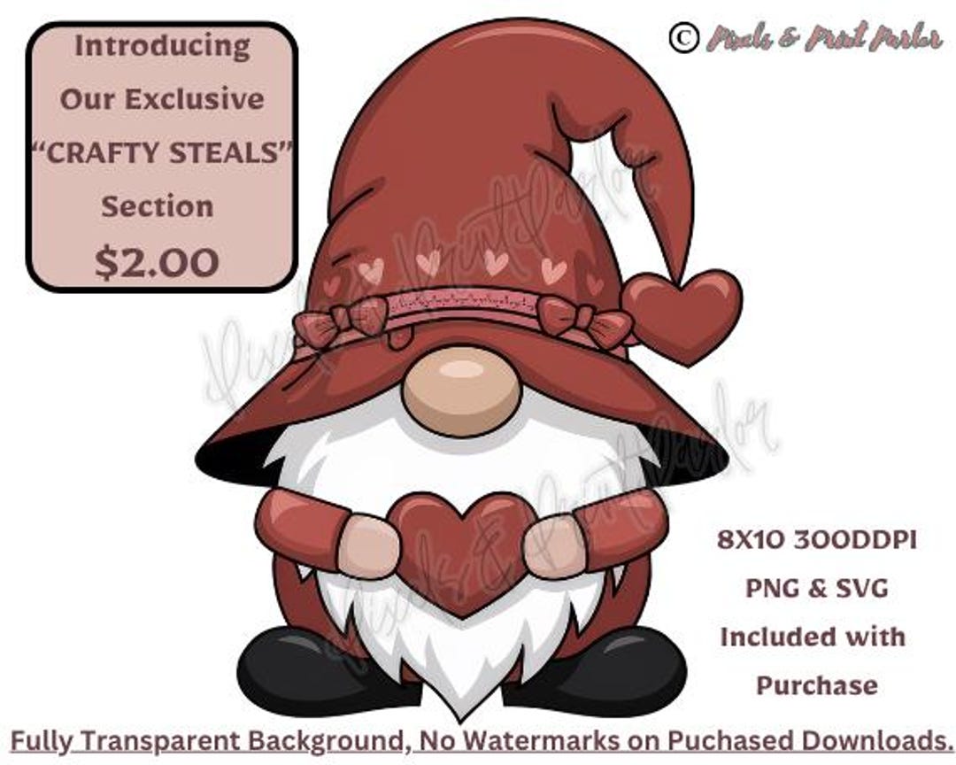 Valentine SVG | Red Gnome | Love Printables | Boho Clip Art | Digital ...