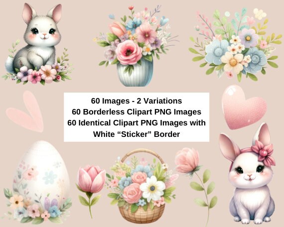 Watercolor Easter Clipart Bundle, Nursery Clipart, Floral Clip Art ...