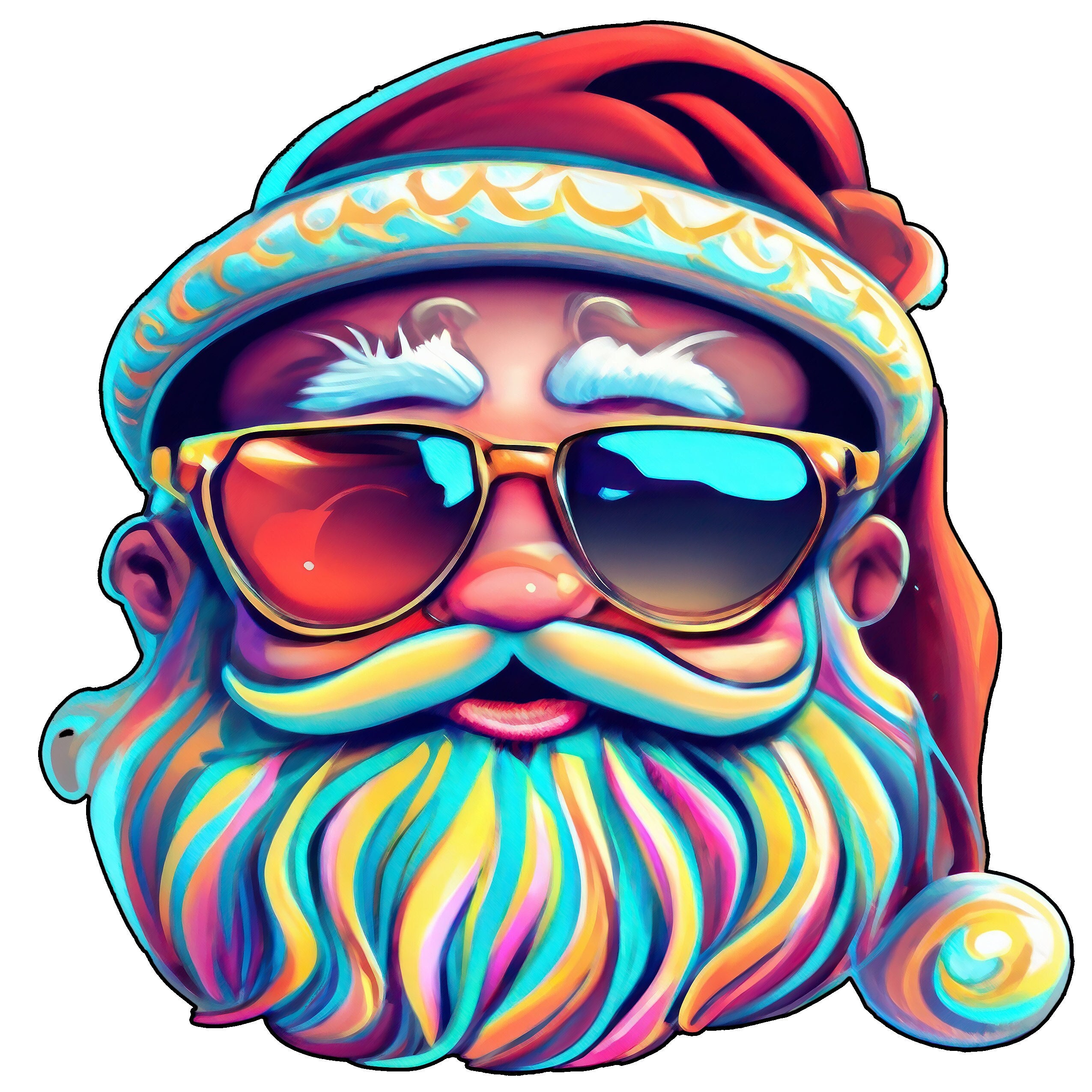 Santa PNG Design, Retro Chic Santa With Sunglasses Christmas Clipart ...
