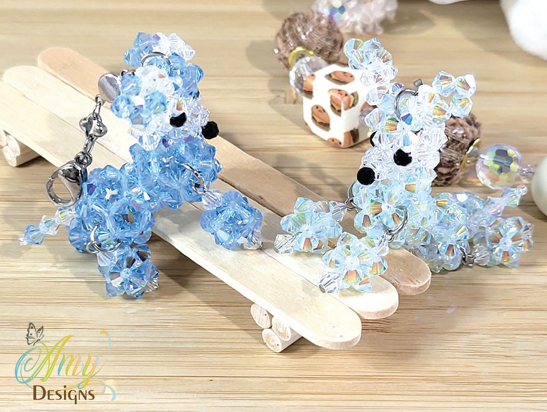 Beaded Crystal Poodle Keychain - Handmade Dog Bag Chain - Etsy