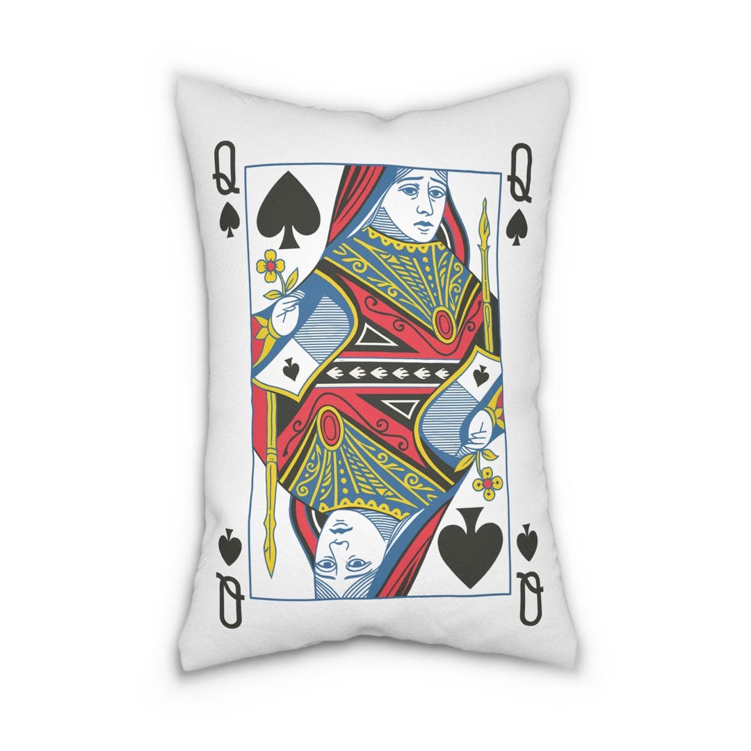Queen of Spades Card Pillow, Game Room Decor - Etsy
