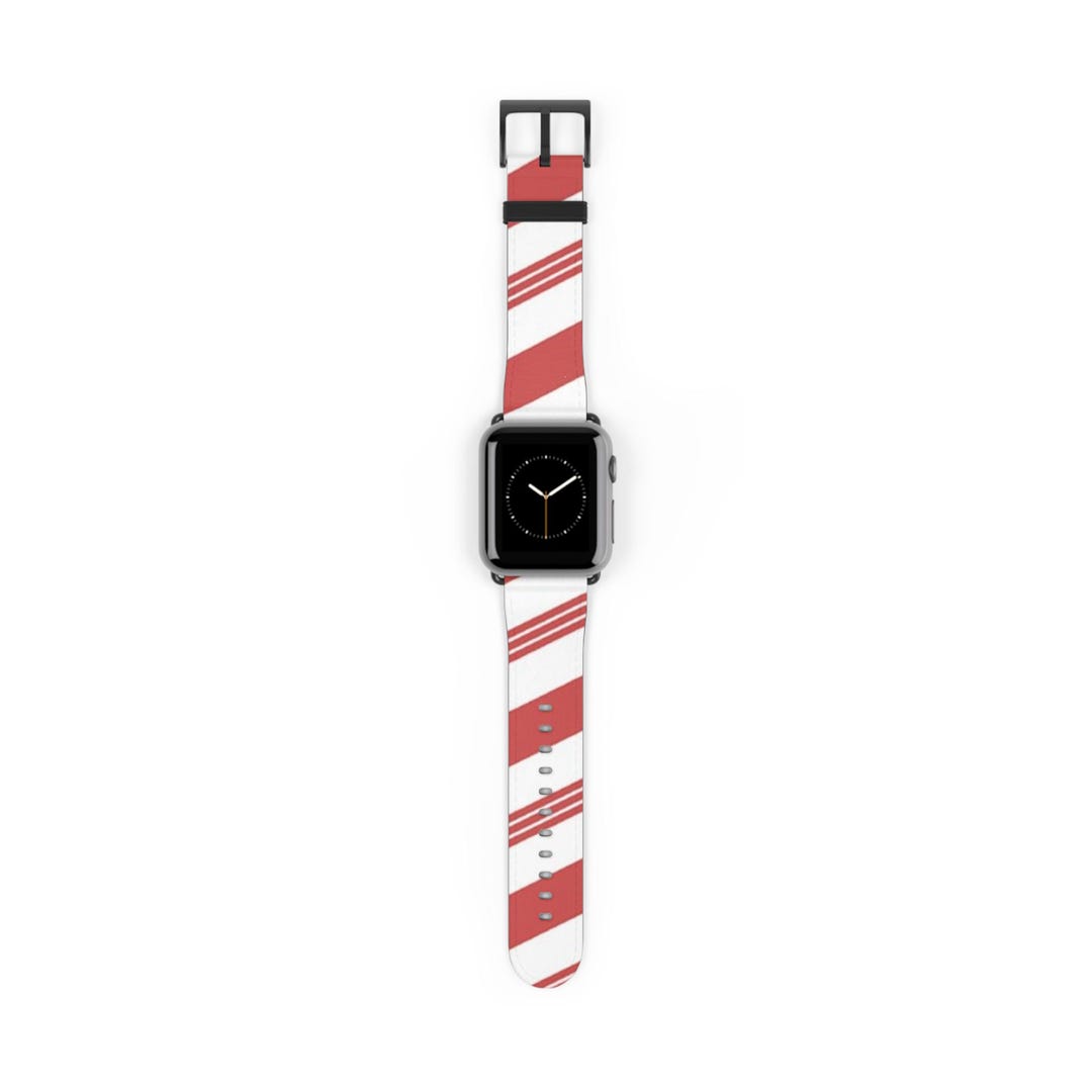 Watch Band, Peppermint Stick Design Pattern Wristband, Holiday Candy ...
