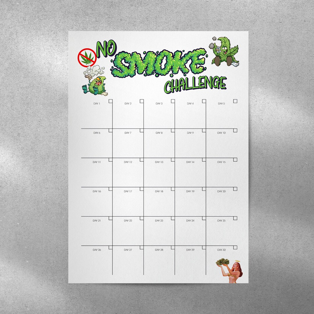 Weed, No Smoke Challenge, Wall Decor, Poster, Cannabis, Marijuana ...