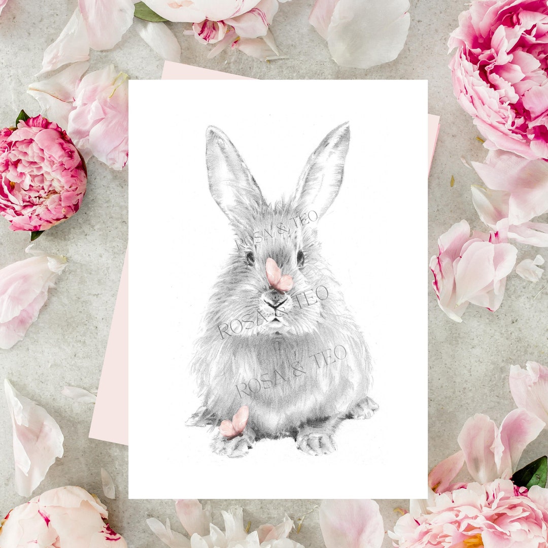 Easter Bunny, Easter Rabbit Print, Cute Bunny,, Bunny Art Print, Rabbit ...