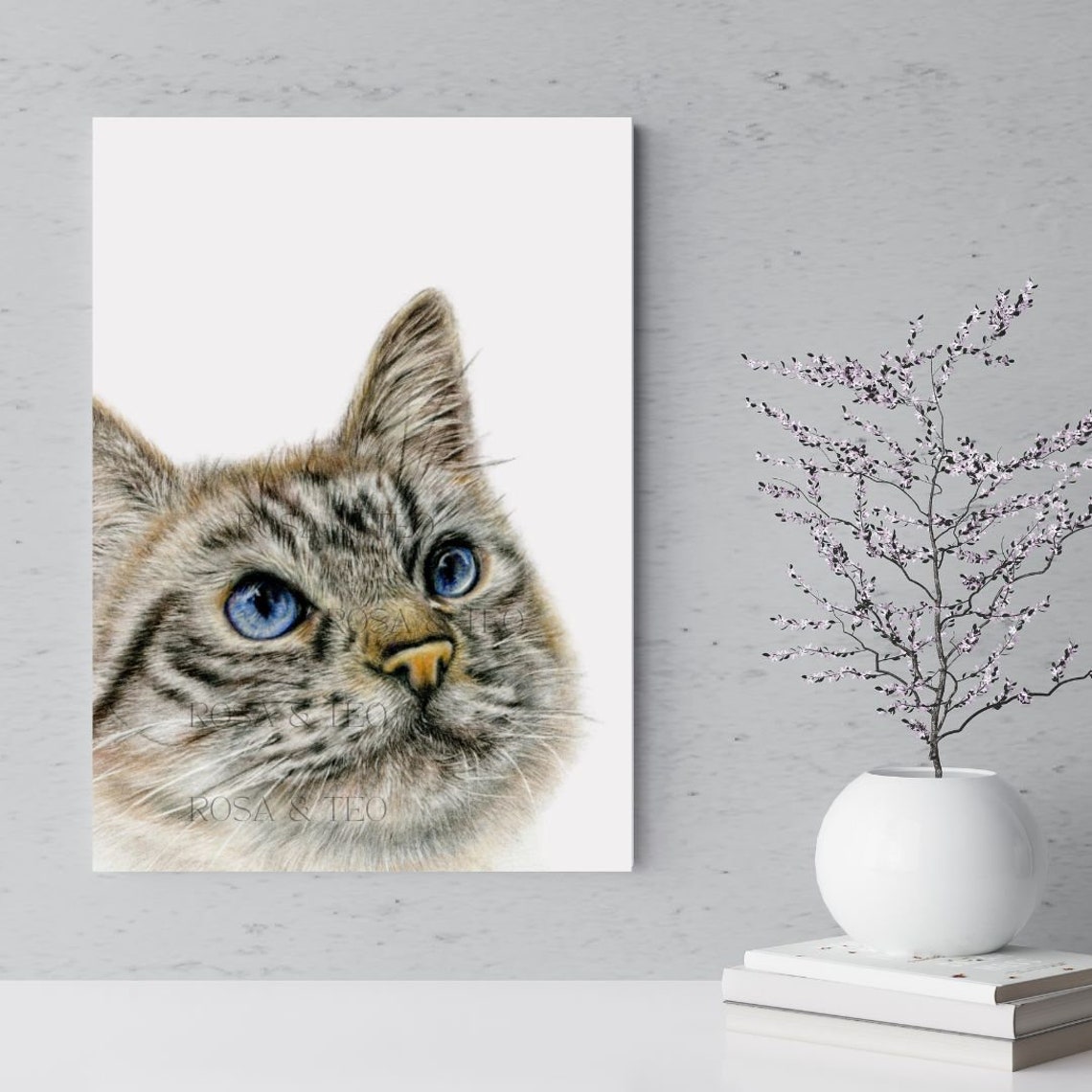 Cat Drawing Tabby Cat Portrait Drawing Cat Wall ART PRINTABLE Download ...