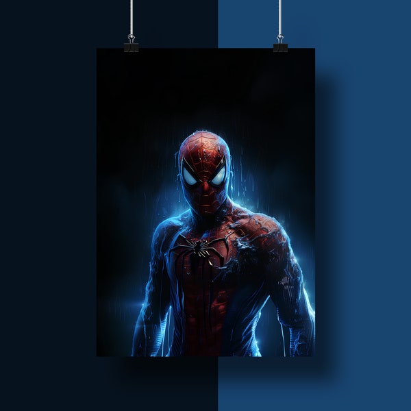 Spiderman Neon Poster - Etsy