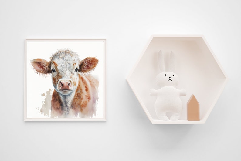Baby Cow Digital File Nursery Decoration for Baby Kids Nursery Animal ...