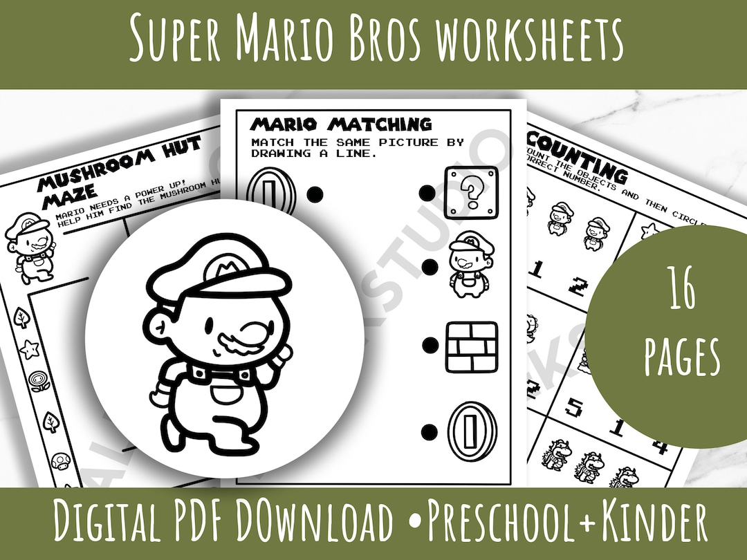 Pre-school Kinder Super Mario Bros Themed Worksheets - Homeschool ...