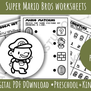 Pre-school Kinder Super Mario Bros Themed Worksheets - Homeschool ...