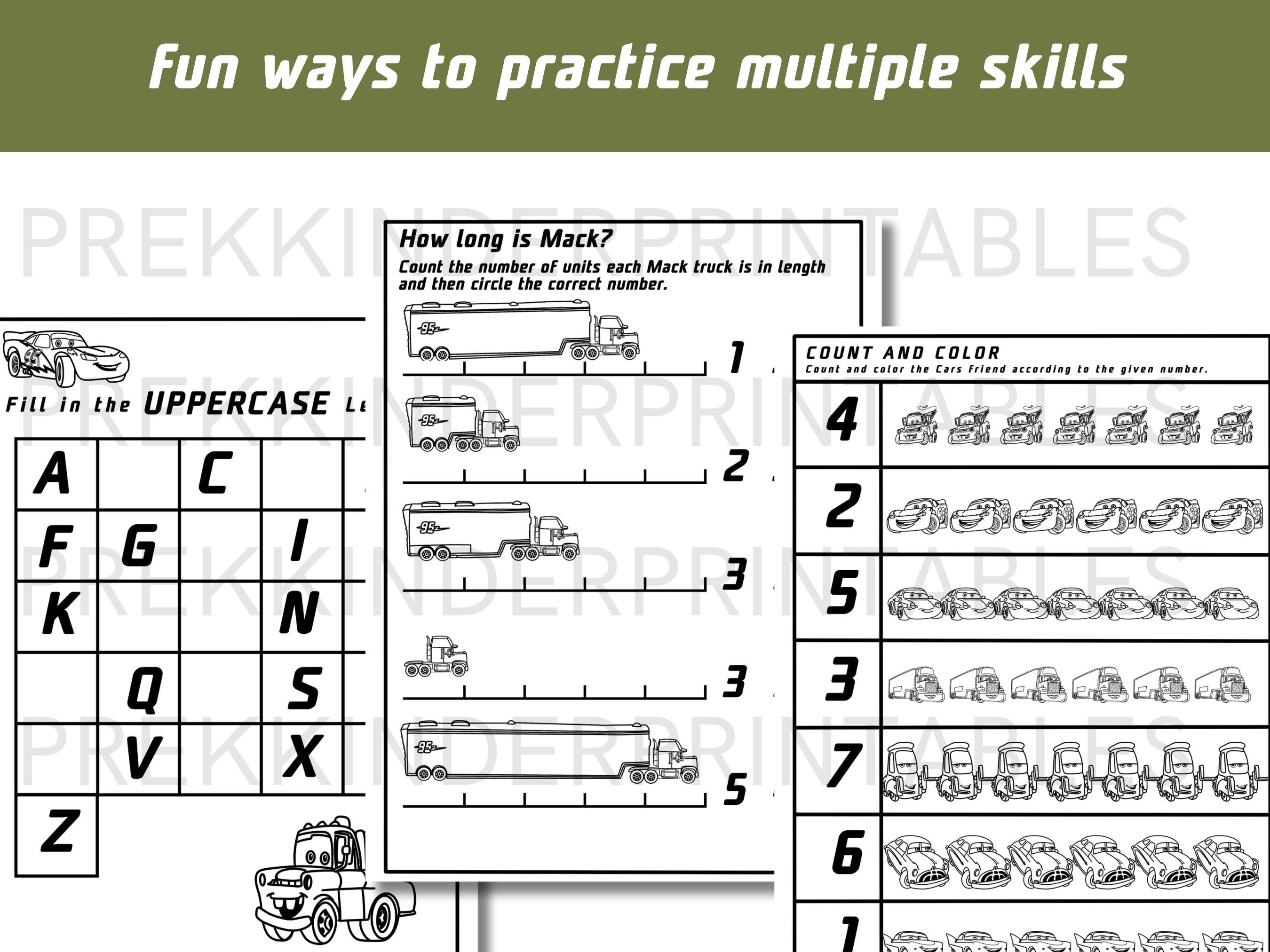 Cars Themed Worksheets - Homeschool, Worksheet Bundle, Preschool ...