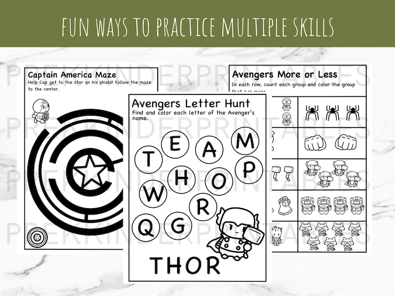 Pre-school Kinder Avengers Themed Worksheets - Homeschool, Worksheet ...