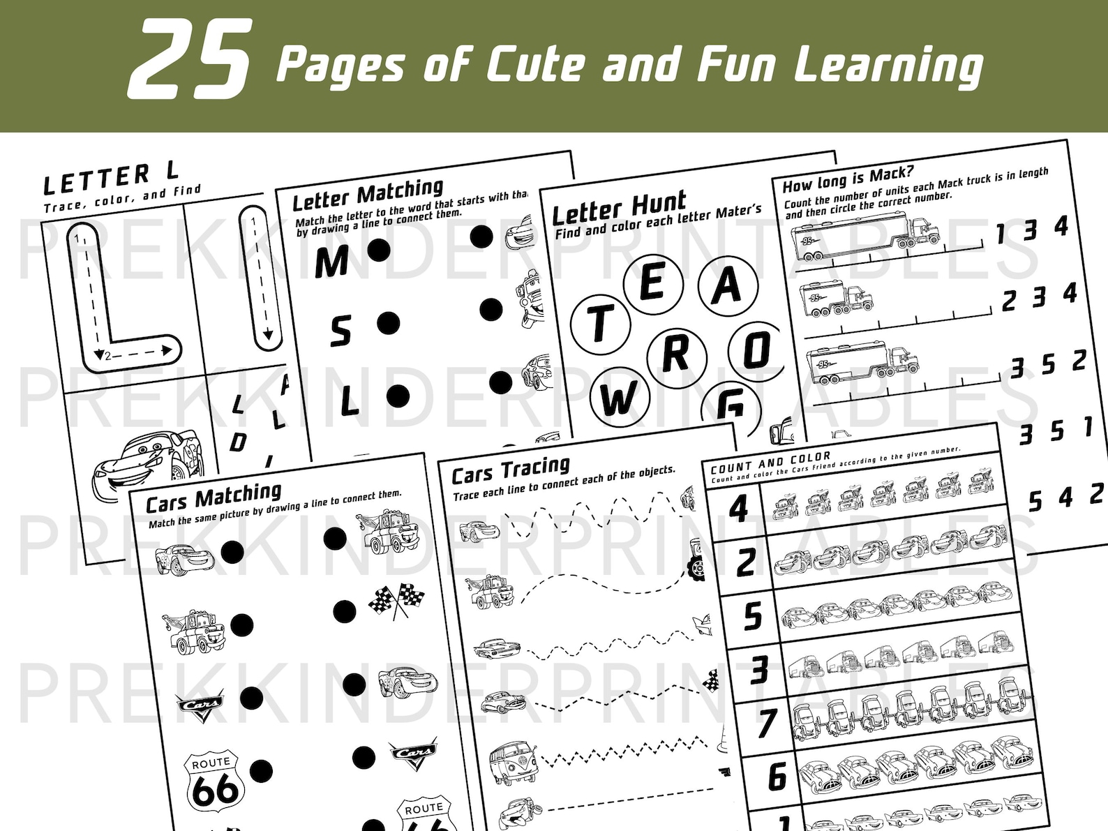 Cars Themed Worksheets - Homeschool, Worksheet Bundle, Preschool ...
