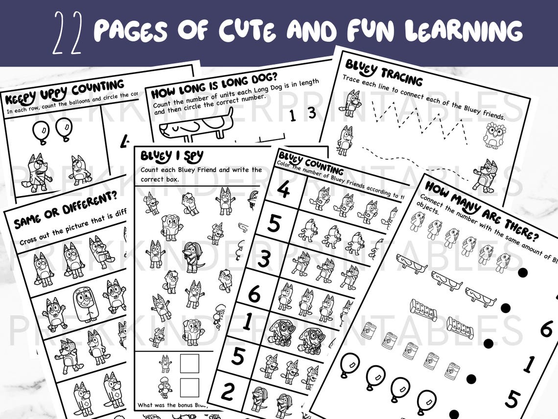 Bluey Themed Worksheets - Homeschool, Worksheet Bundle, Preschool ...