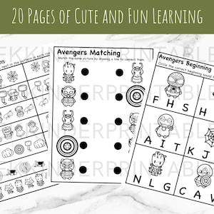 Avengers Preschool Worksheets: Counting, Patterns, Mazes (digital ...