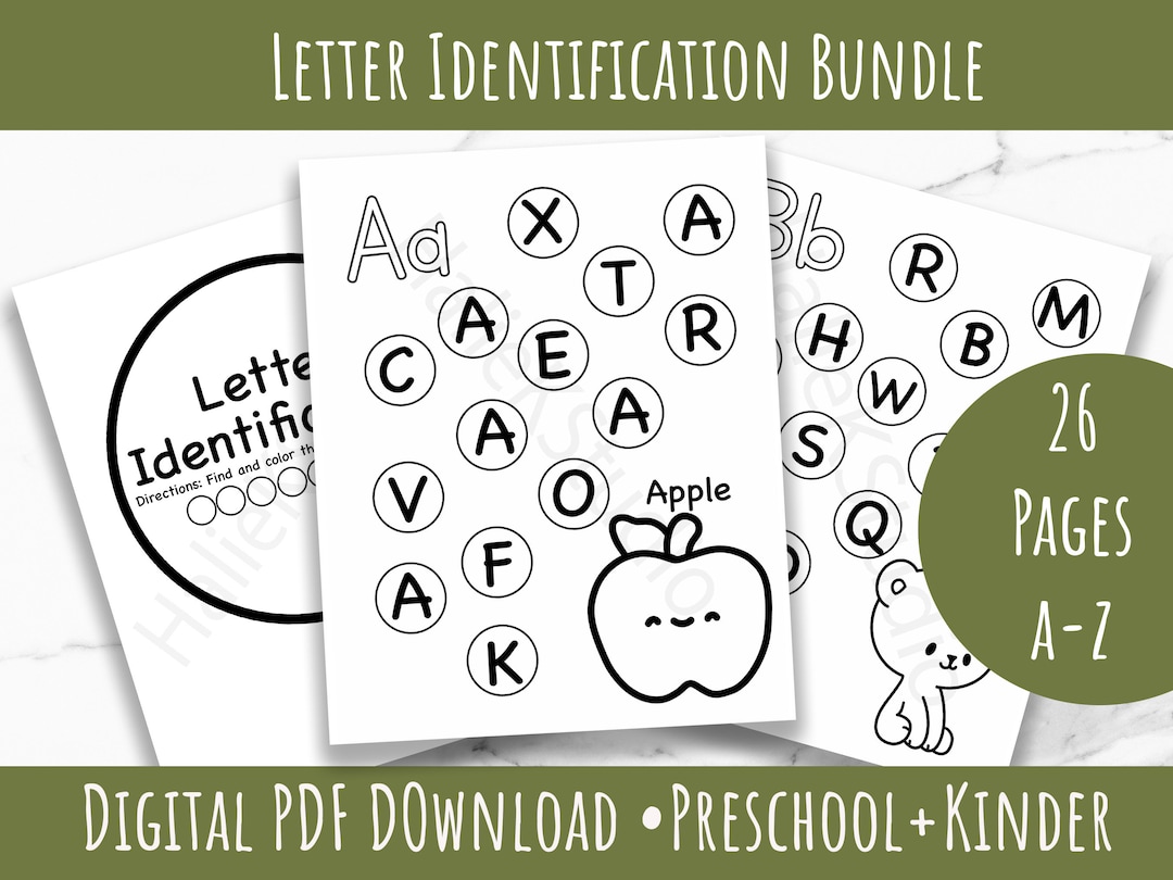 Letter Identification Worksheet Bundle: Alphabet A-Z (PDF Printable) - Etsy