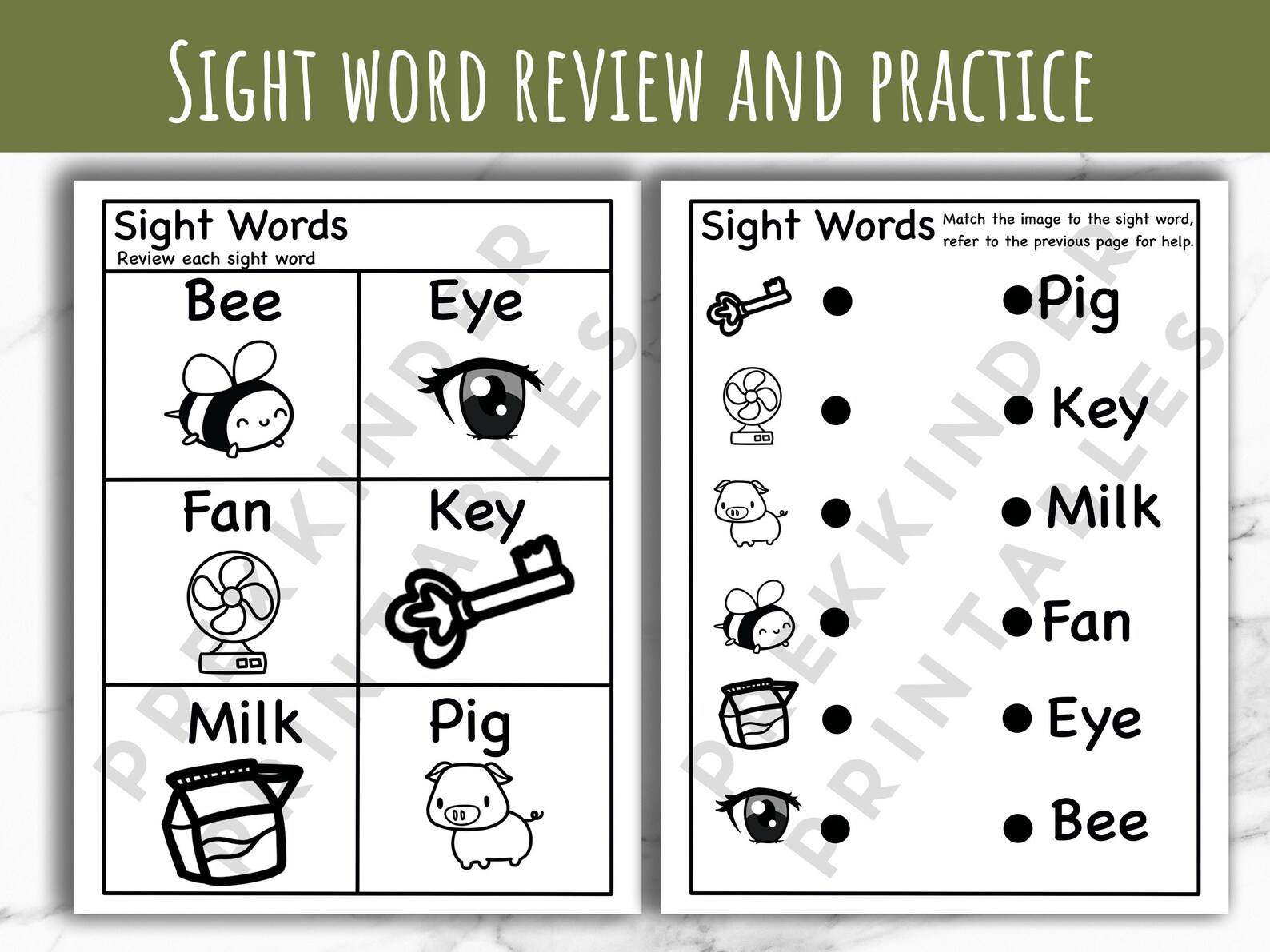 Preschool Kinder Sight Word Learning and Practice Pages - Homeschool ...