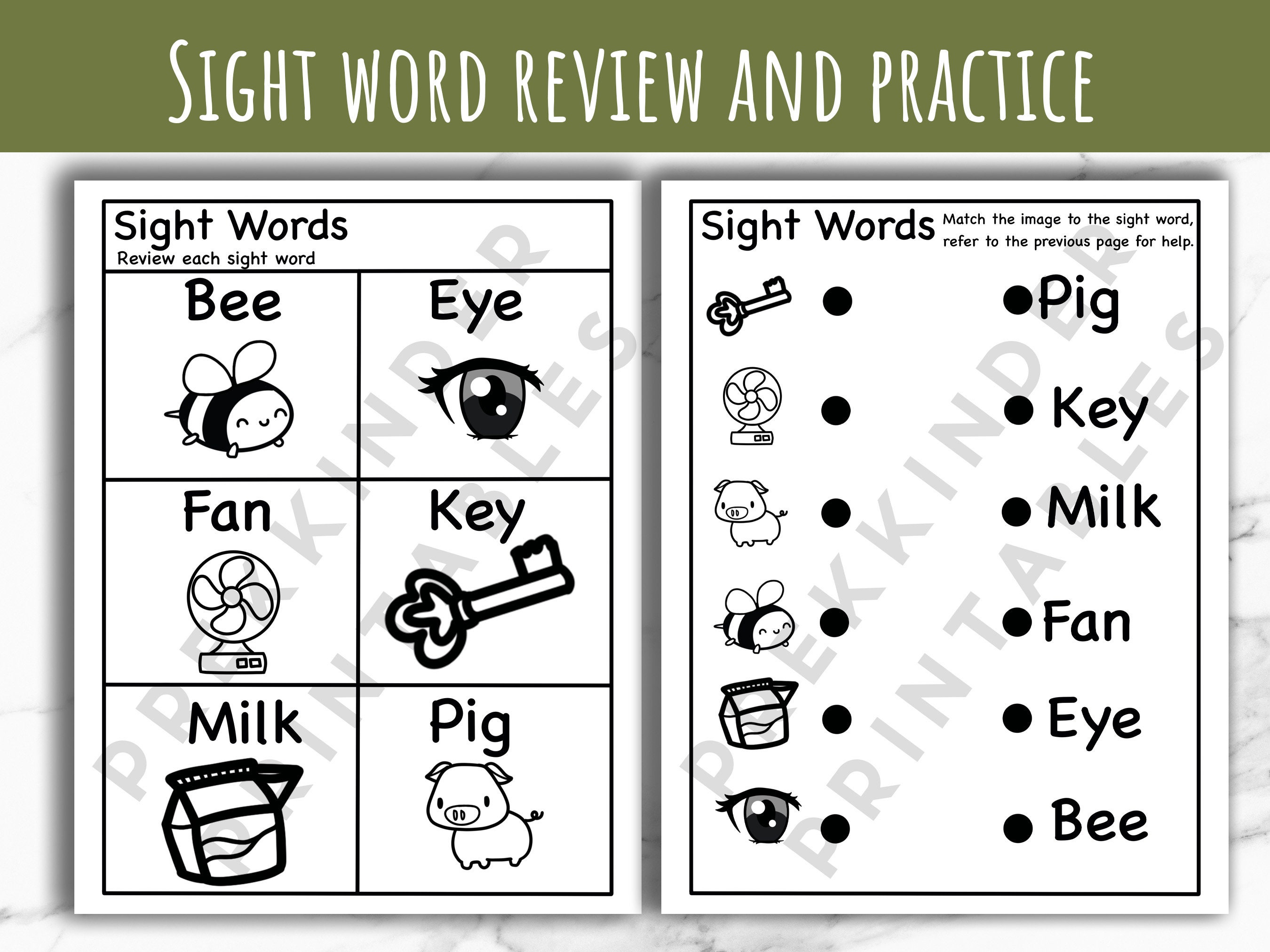 Preschool Kinder Sight Word Learning and Practice Pages - Homeschool ...