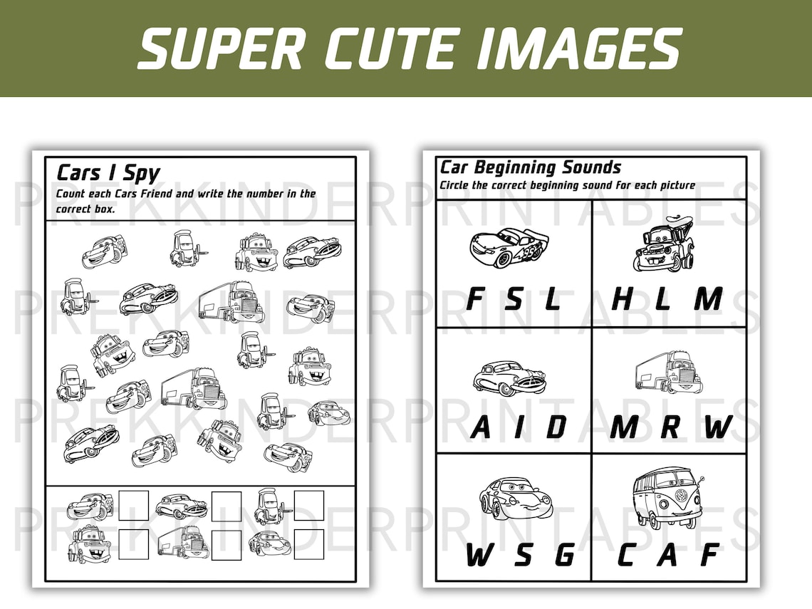 Cars Themed Worksheets - Homeschool, Worksheet Bundle, Preschool ...