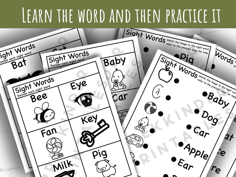 Preschool Kinder Sight Word Learning and Practice Pages - Homeschool ...