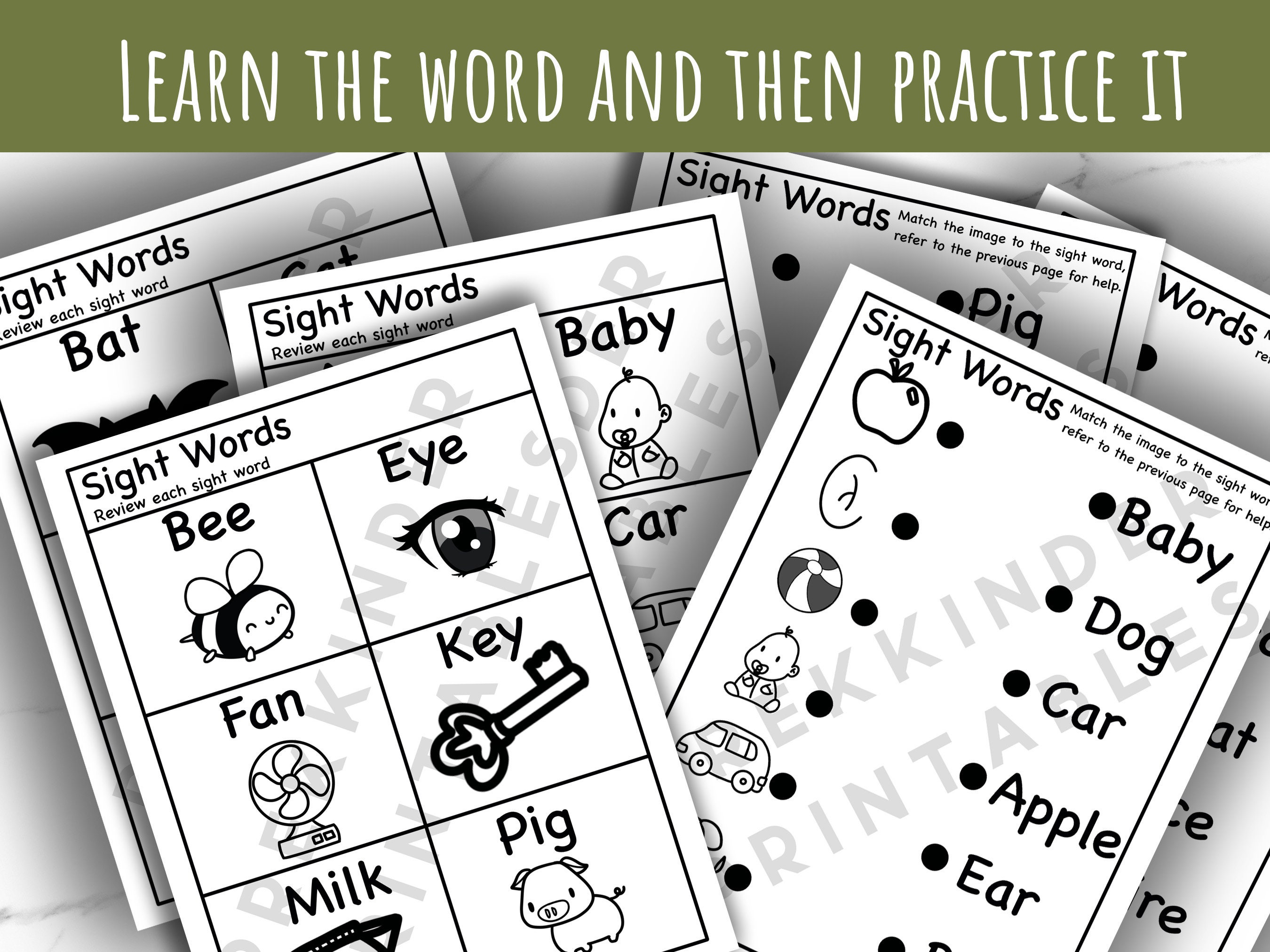 Preschool Kinder Sight Word Learning and Practice Pages - Homeschool ...