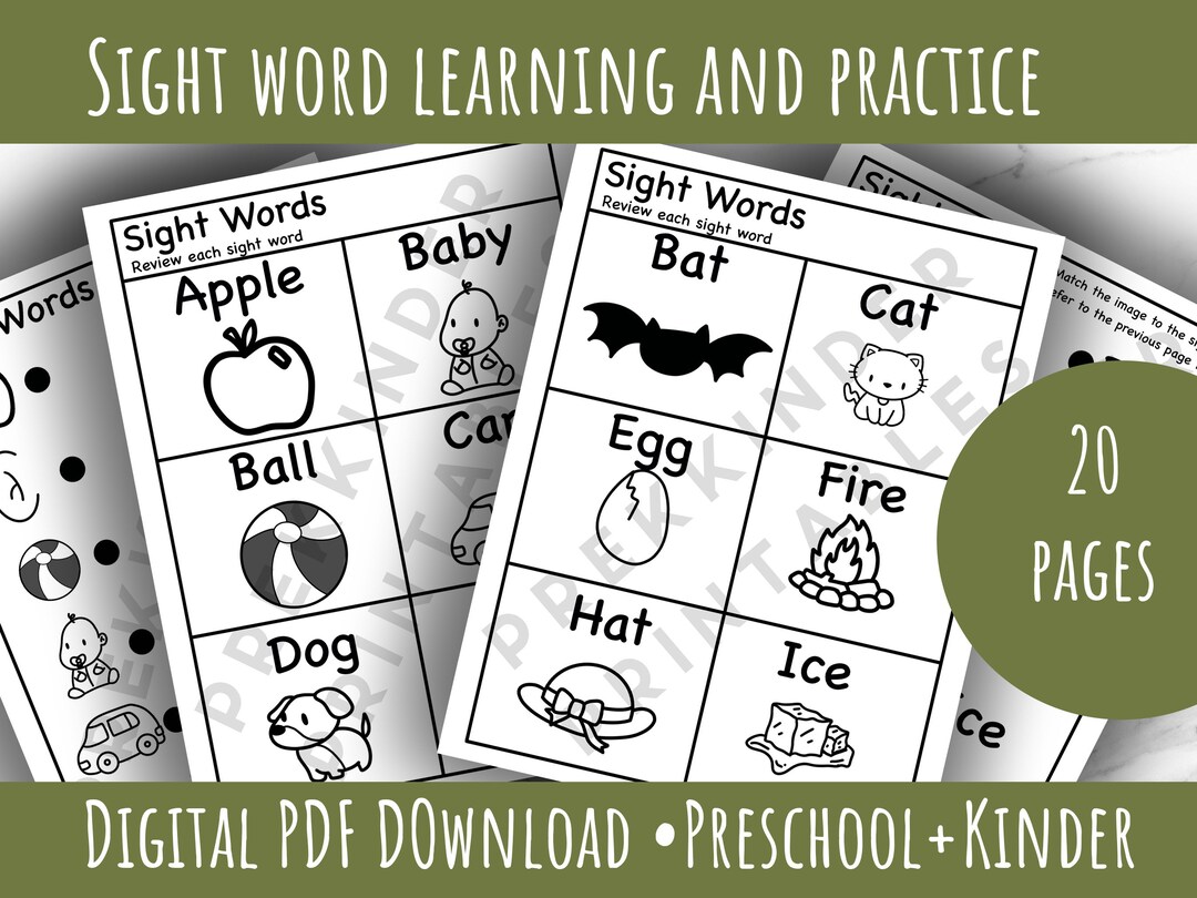 Preschool Kinder Sight Word Learning and Practice Pages - Homeschool ...