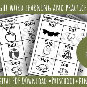 Preschool Kinder Sight Word Learning and Practice Pages - Homeschool ...