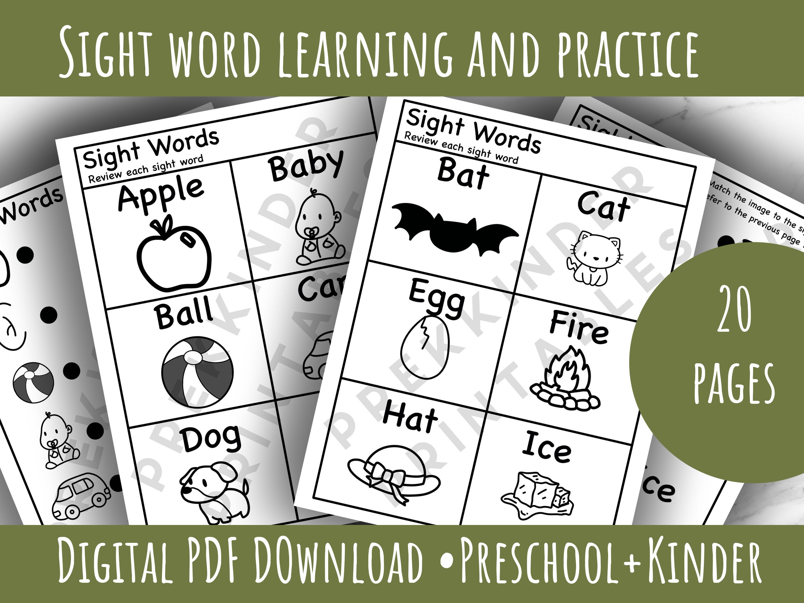 Preschool Kinder Sight Word Learning and Practice Pages - Homeschool ...