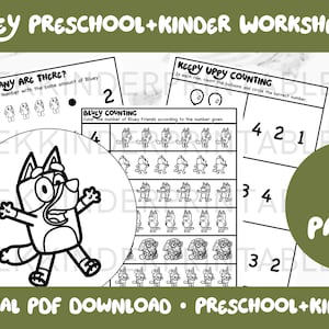 Bluey Themed Worksheets Homeschool, Worksheet Bundle, Preschool ...