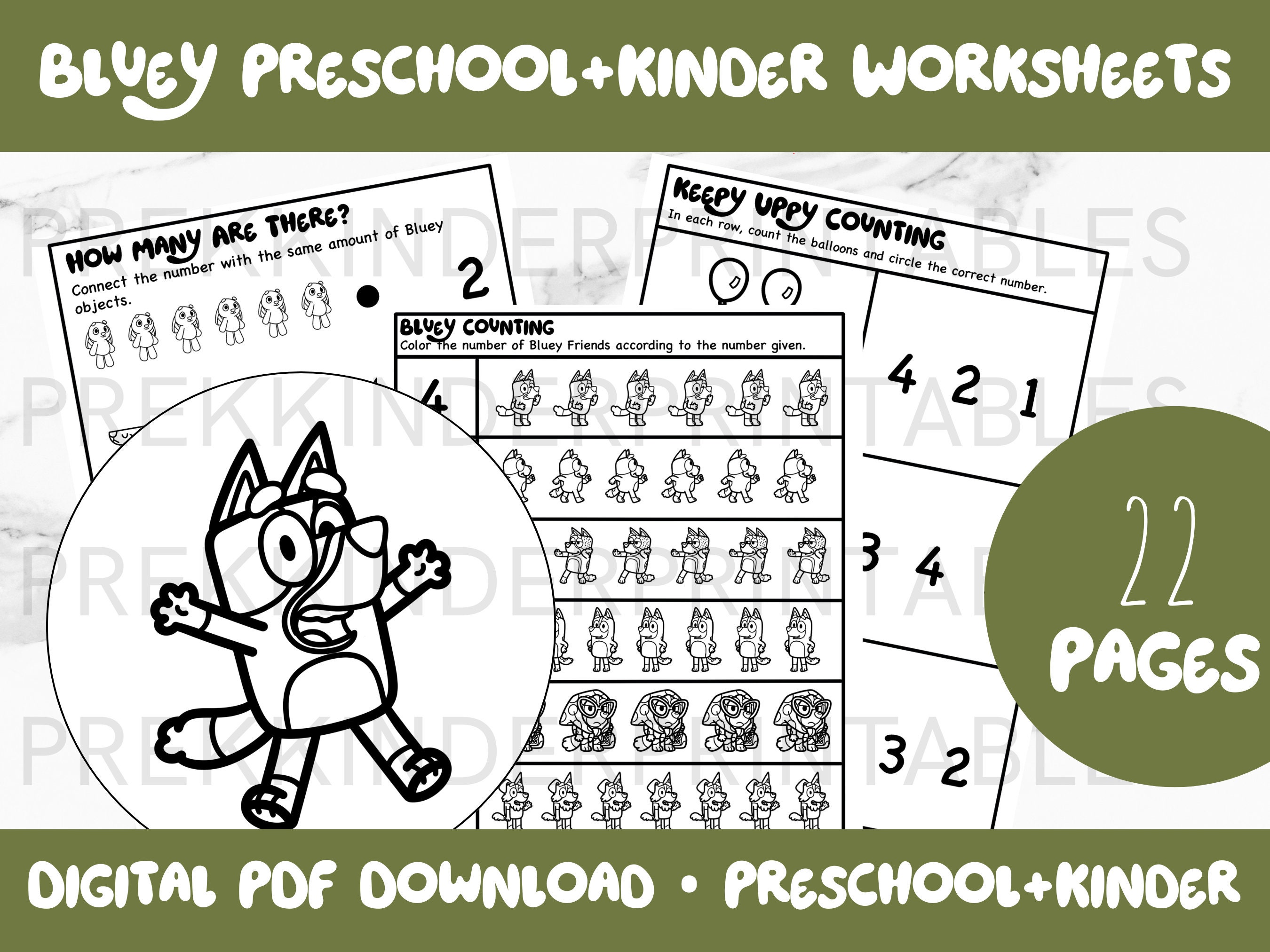 Bluey Themed Worksheets Homeschool, Worksheet Bundle, Preschool ...