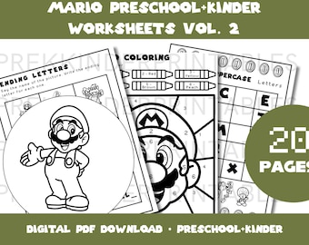 Pre-school Kinder Super Mario Bros Themed Worksheets - Homeschool ...
