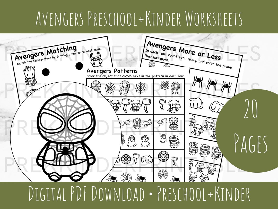 Pre-school Kinder Avengers Themed Worksheets - Homeschool, Worksheet ...