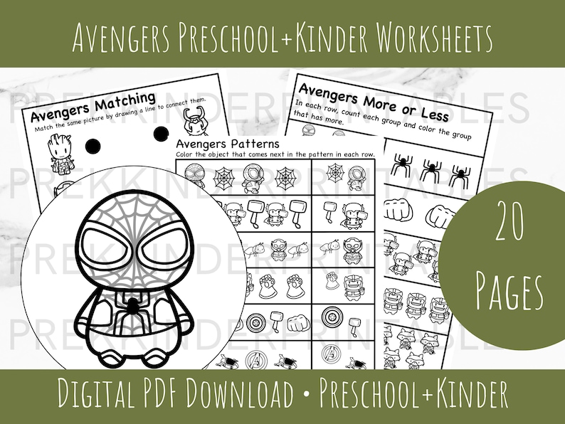 Pre-school Kinder Avengers Themed Worksheets - Homeschool, Worksheet ...