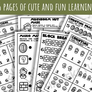 Pre-school Kinder Super Mario Bros Themed Worksheets - Homeschool ...