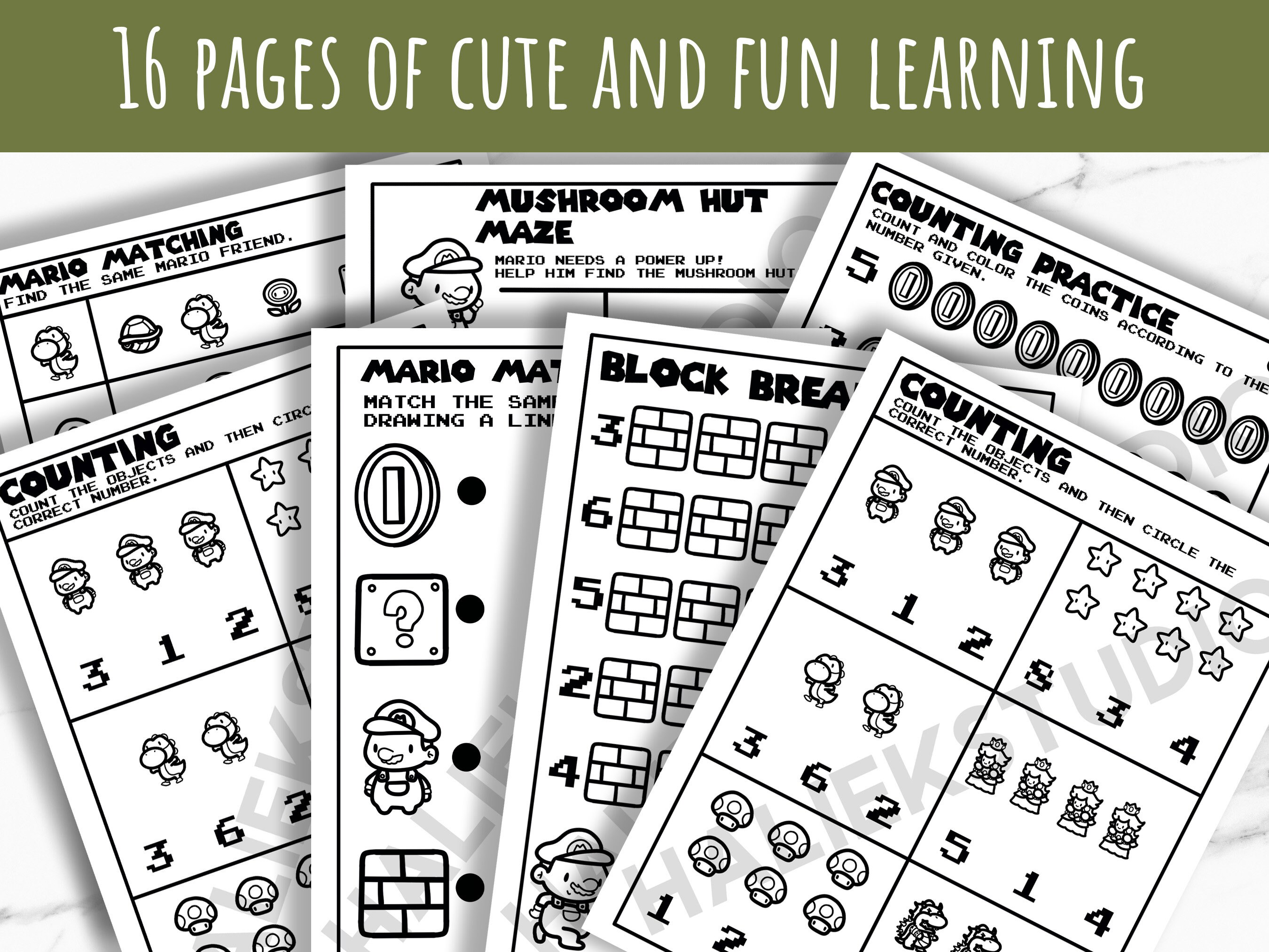 Pre-school Kinder Super Mario Bros Themed Worksheets - Homeschool ...