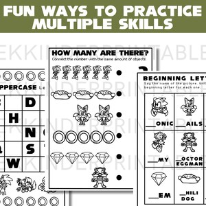 Sonic the Hedgehog Worksheets Vol. 2: Preschool Kindergarten Printable (PDF) - Etsy