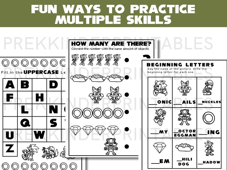 Pre-school Kinder Sonic the Hedgehog Themed Worksheets Vol. 2 ...