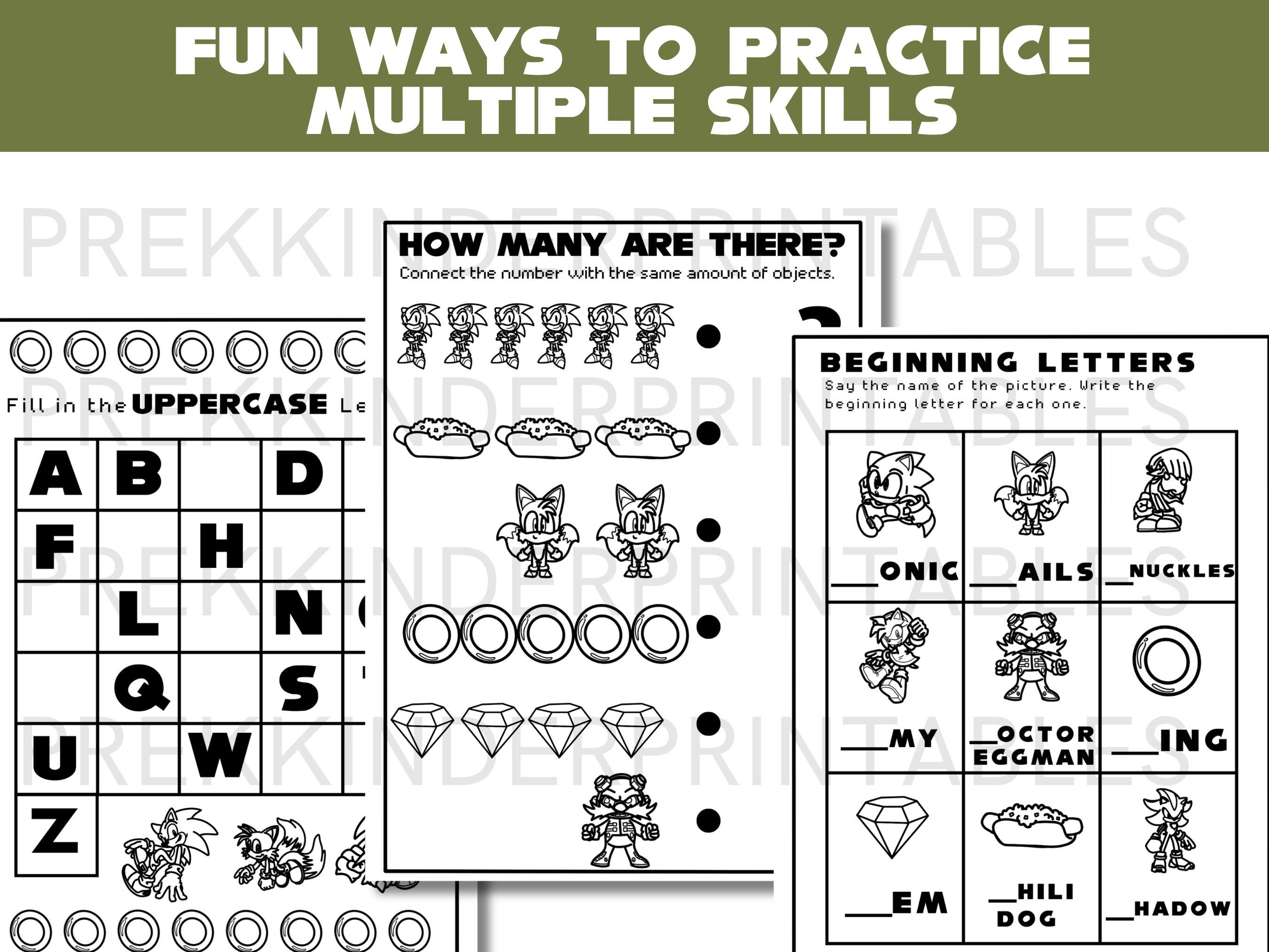 Sonic the Hedgehog Worksheets Vol. 2: Preschool Kindergarten Printable ...