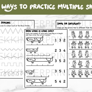 Bluey Themed Worksheets Homeschool, Worksheet Bundle, Preschool ...