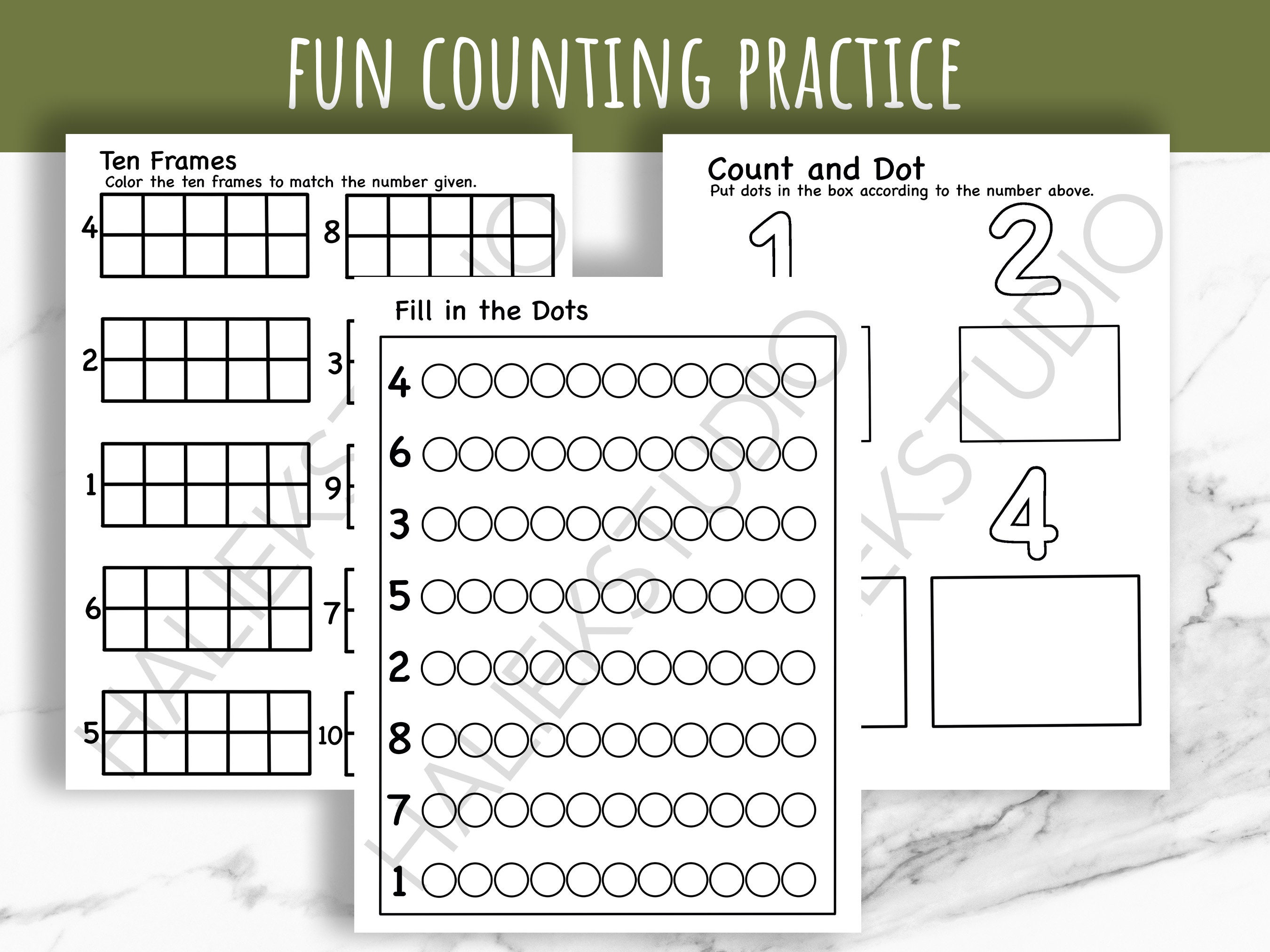 Pre-school Kinder Counting Worksheets Homeschool, Worksheet Bundle ...