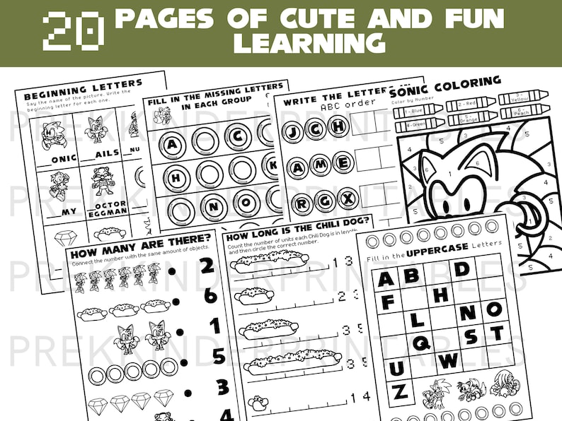 Pre-school Kinder Sonic the Hedgehog Themed Worksheets Vol. 2 ...