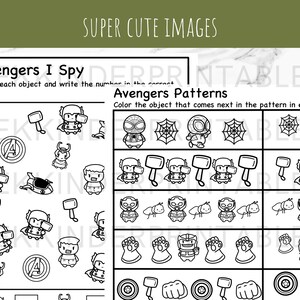 Avengers Preschool Worksheets: Counting, Patterns, Mazes (digital ...