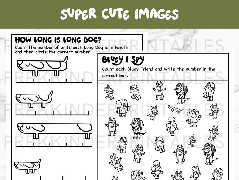 Bluey Themed Worksheets Homeschool, Worksheet Bundle, Preschool ...