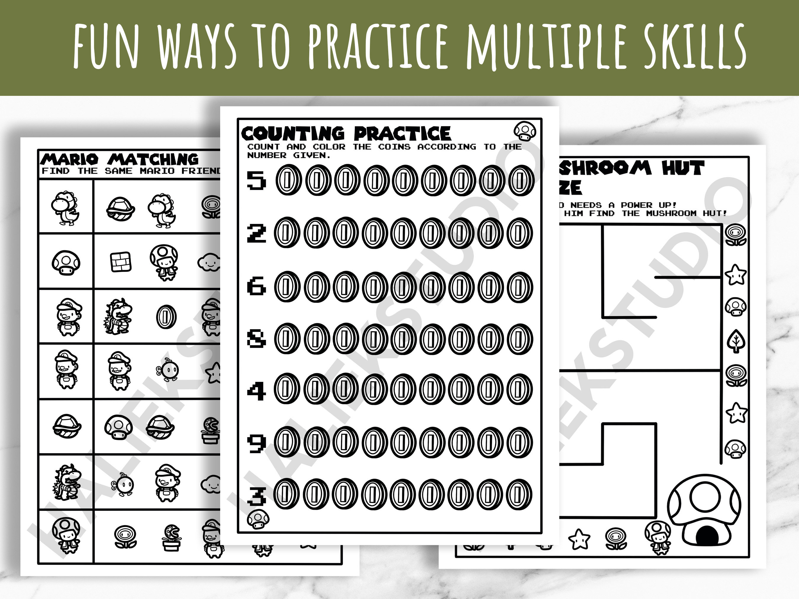 Pre-school Kinder Super Mario Bros Themed Worksheets - Homeschool ...