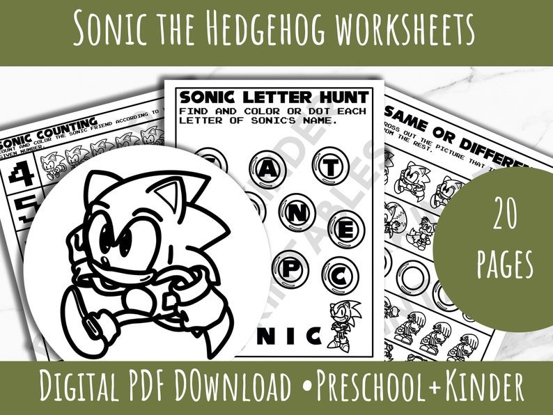 Sonic the Hedgehog Worksheets: Preschool Kinder Activities (printable ...