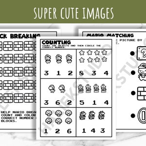 Pre-school Kinder Super Mario Bros Themed Worksheets - Homeschool ...