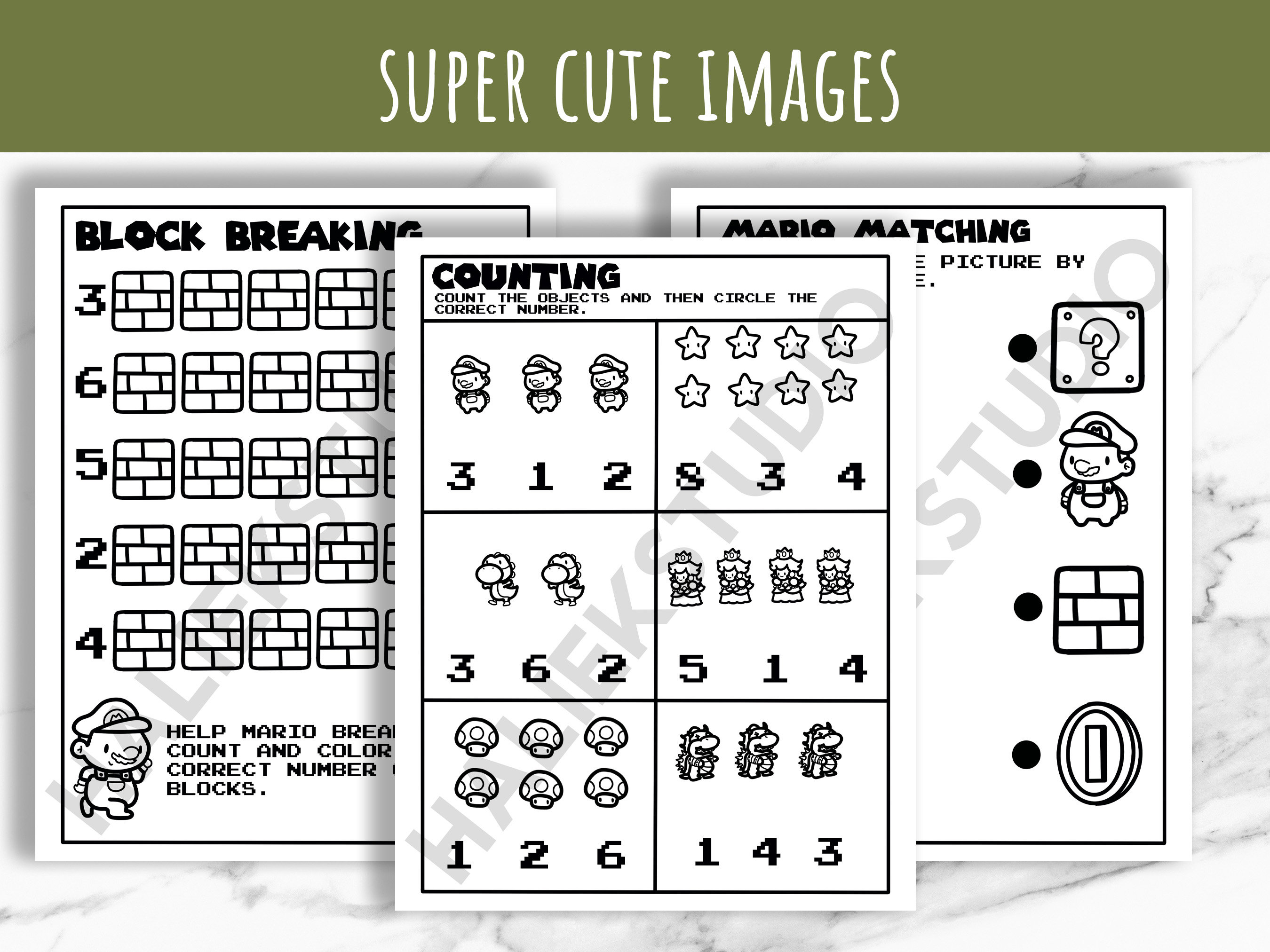 Pre-school Kinder Super Mario Bros Themed Worksheets - Homeschool ...