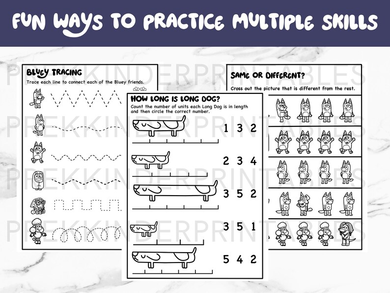 Bluey Themed Worksheets - Homeschool, Worksheet Bundle, Preschool ...