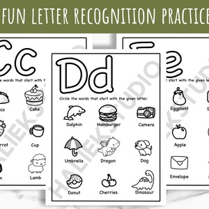 Pre-school Kinder Letter Recognition Matching Worksheets - Homeschool ...