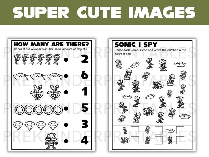 Pre-school Kinder Sonic the Hedgehog Themed Worksheets Vol. 2 ...
