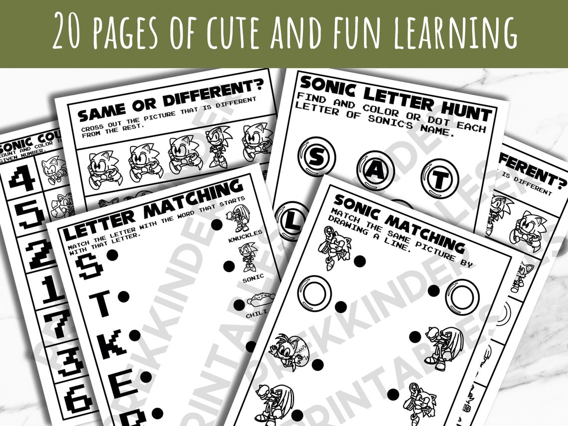 Sonic the Hedgehog Worksheets: Preschool Kinder Activities (printable ...